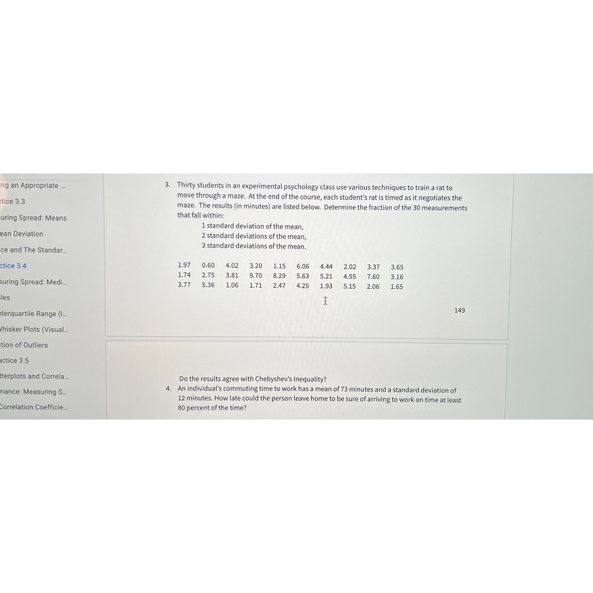 Solved ing an Appropriate ...tice 3.3uring Spread: Meansean | Chegg.com