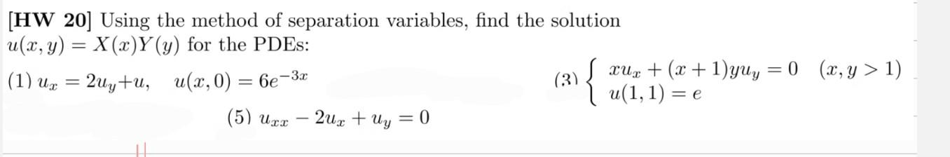 Solved Hw 20 Using The Method Of Separation Variables 5436