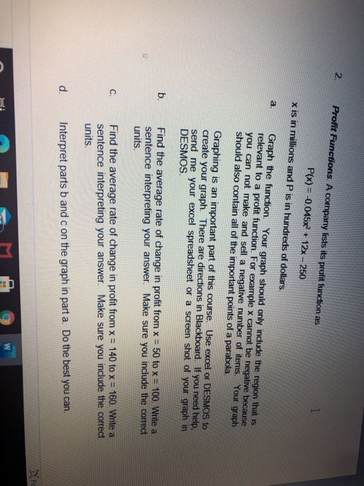 Solved Profit Functions. A company lists its profit function | Chegg.com