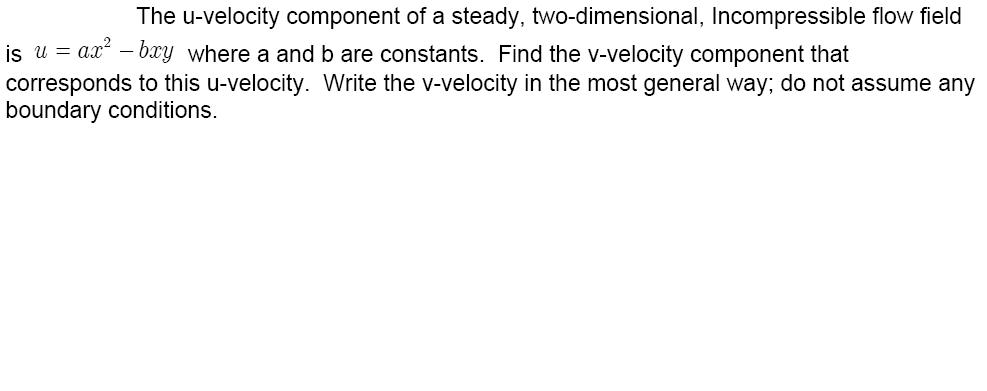 The u-velocity component of a steady, | Chegg.com