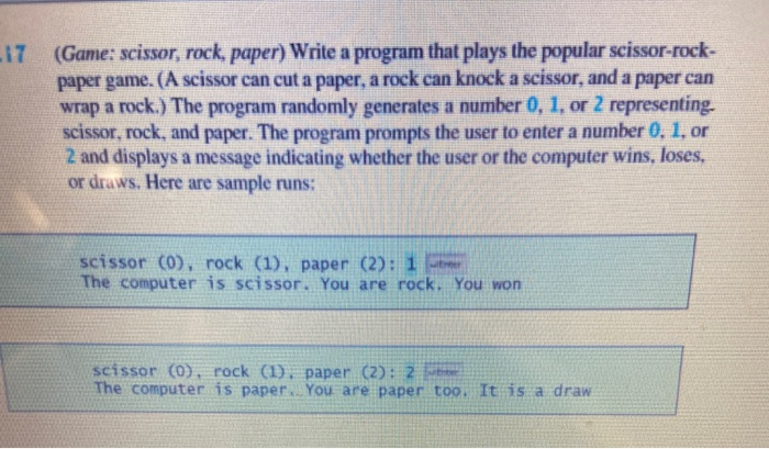 Solved i7 (Game: scissor, rock, paper) Write a program that | Chegg.com