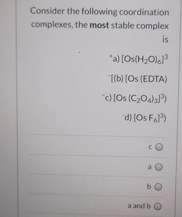 Solved Consider the following coordination complexes, the | Chegg.com
