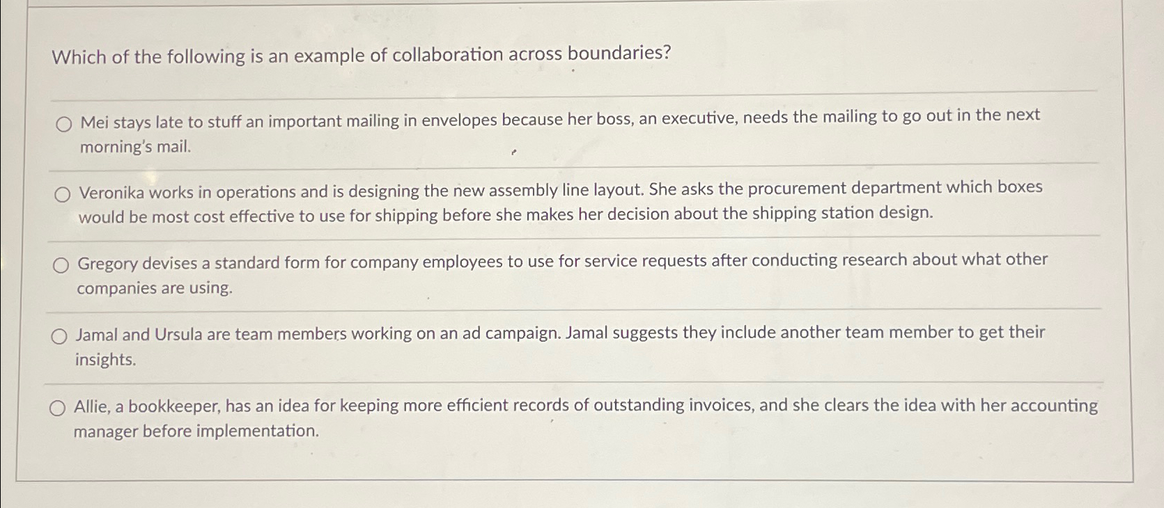 Solved Which of the following is an example of collaboration | Chegg.com