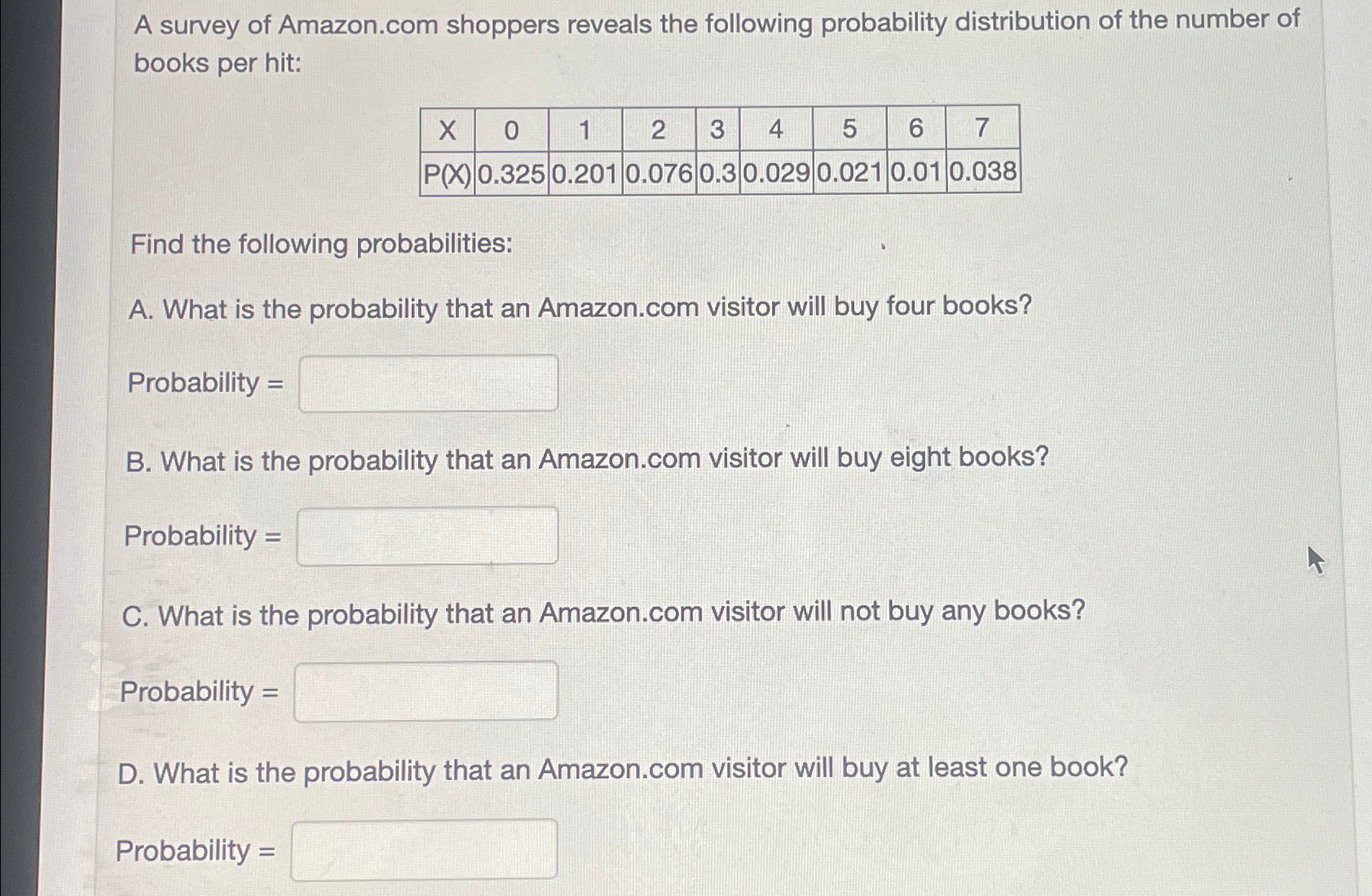 Solved A survey of Amazon.com shoppers reveals the following | Chegg.com