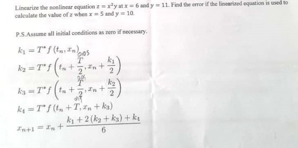 Solved Linearize the nonlinear equation z=x2y ﻿at x=6 ﻿and | Chegg.com
