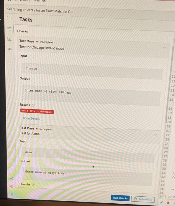 Solved Searching an Array for an exact match in C++-MUST BE | Chegg.com