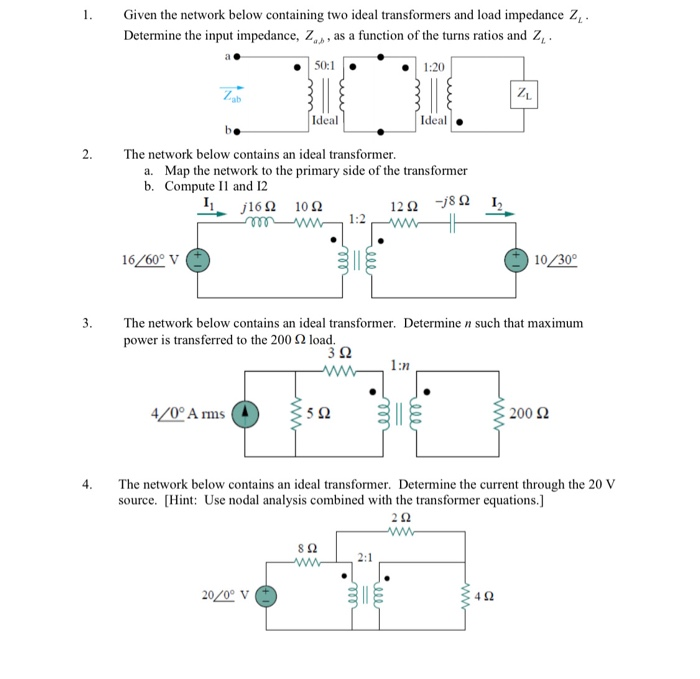 Solved Given the network below containing two ideal | Chegg.com