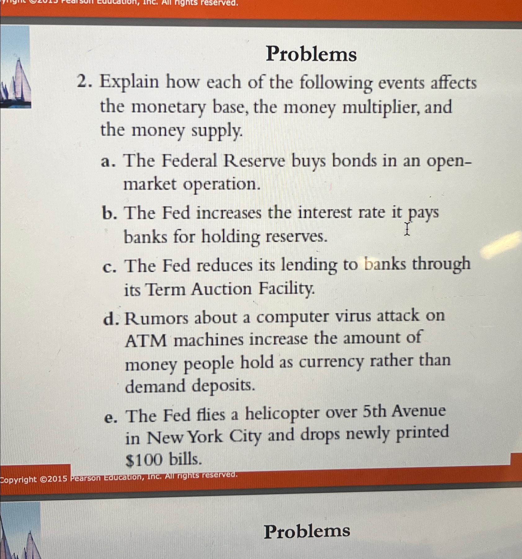 Solved Problems2. ﻿Explain how each of the following events | Chegg.com