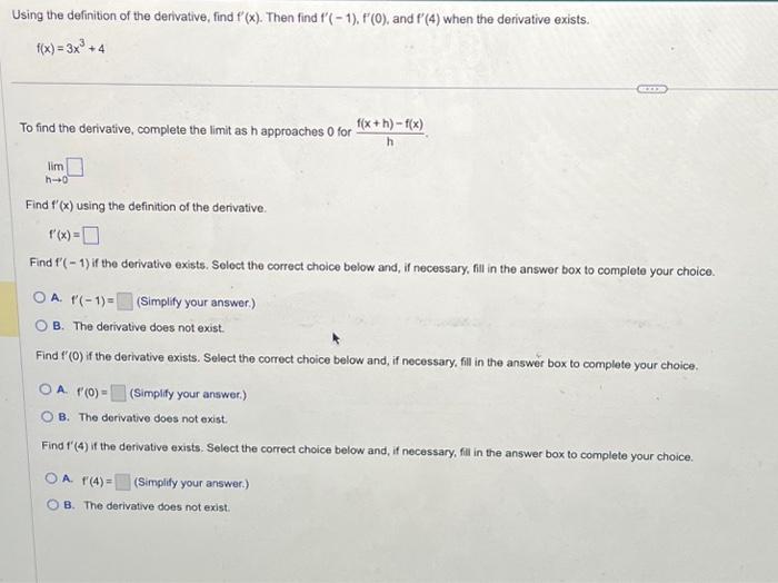Solved question 7:Using the definition of the derivative, | Chegg.com