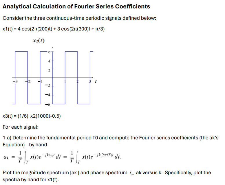 Solved Analytical Calculation of Fourier Series | Chegg.com