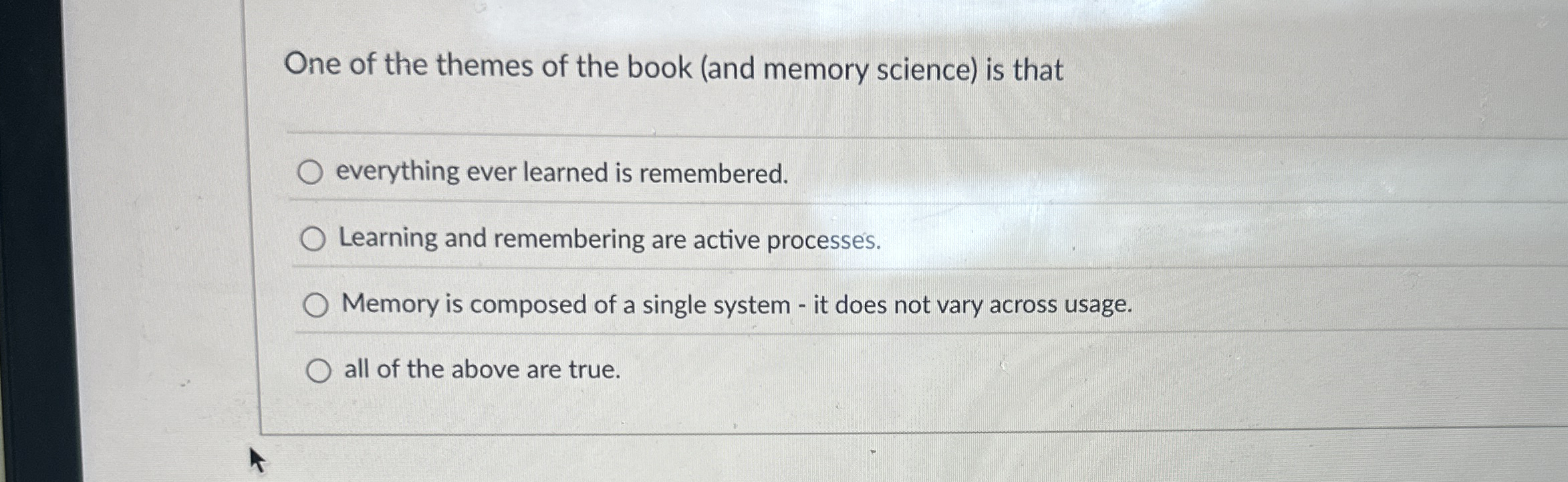 Solved One of the themes of the book (and memory science) | Chegg.com