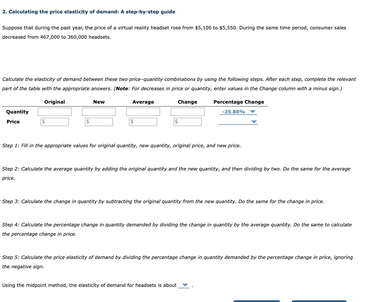 Solved 2. ﻿Calculating the price elasticity of demand: A | Chegg.com