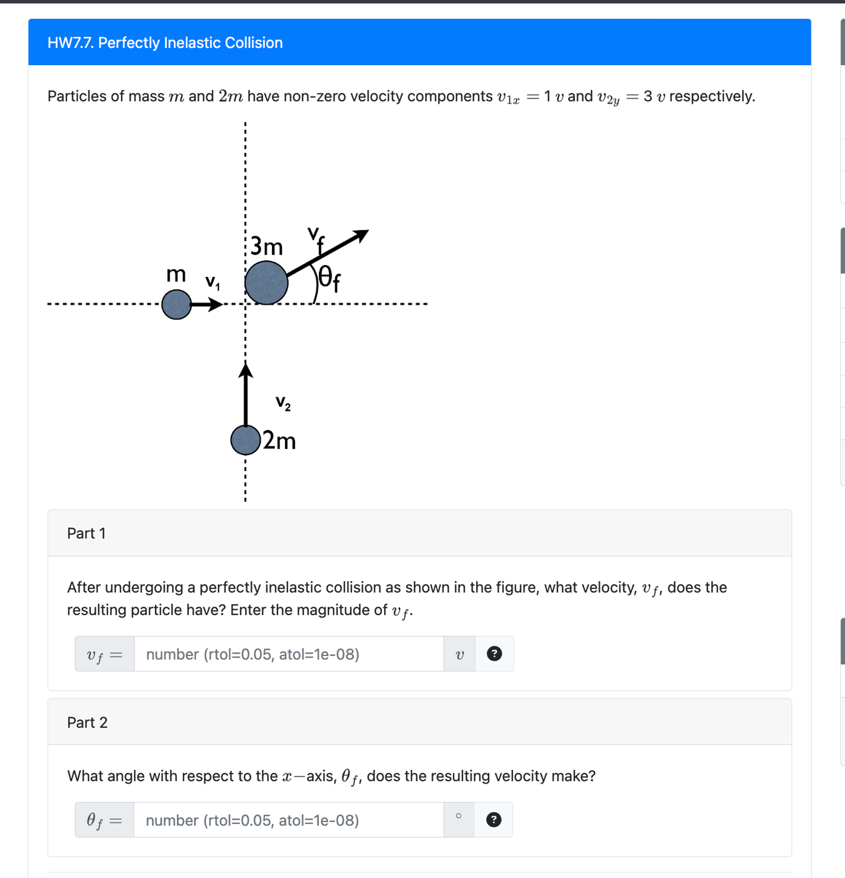 Solved HW7.7. ﻿Perfectly Inelastic CollisionParticles of | Chegg.com