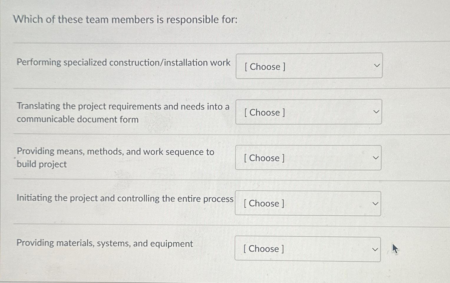 Solved Which of these team members is responsible | Chegg.com