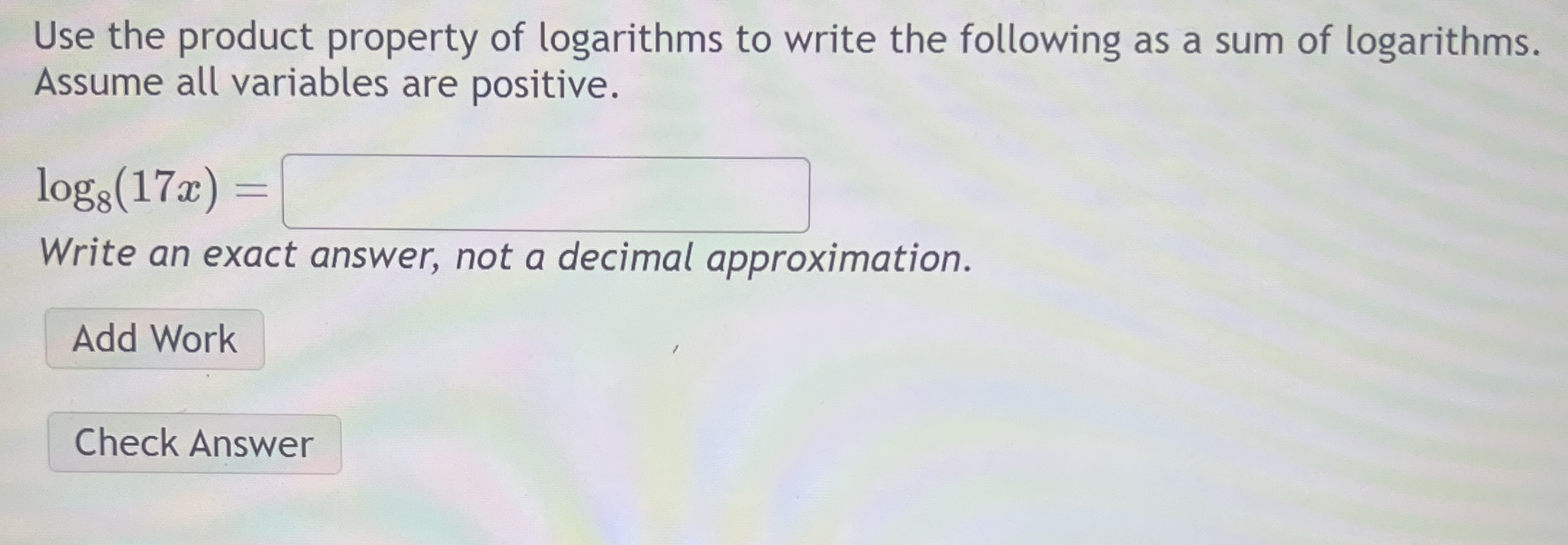 Solved Use the product property of logarithms to write the | Chegg.com
