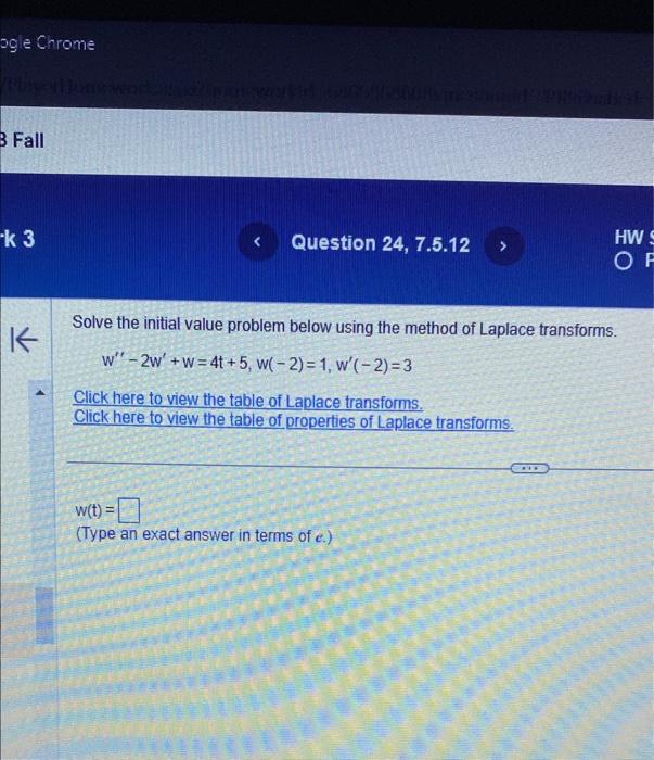 Solved Solve the initial value problem below using the | Chegg.com