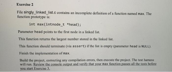Solved Exercise 2 By: Parameter head points to the first | Chegg.com
