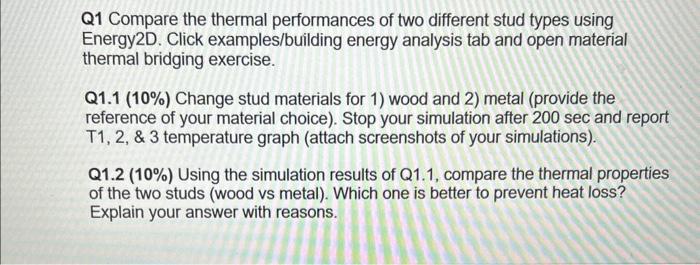 Solved Q1 Compare the thermal performances of two different | Chegg.com