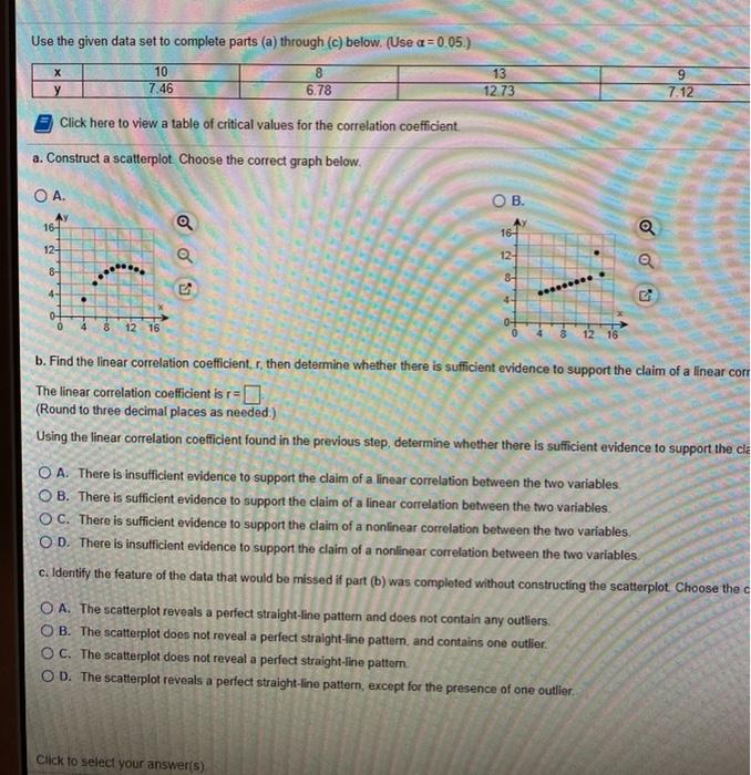 Solved Use the given data set to complete parts (a) through | Chegg.com