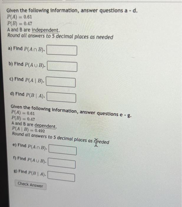 Solved Given the following information, answer questions a - | Chegg.com