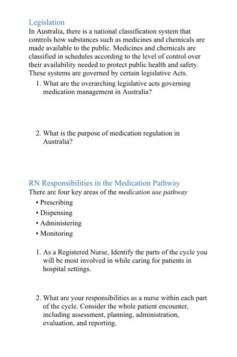 Solved Legislation In Australia, there is a national | Chegg.com