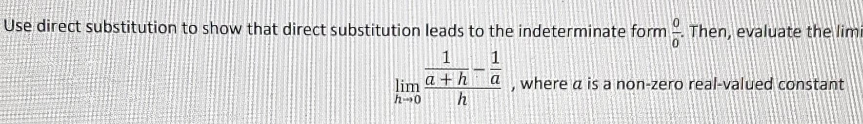 Solved Use direct substitution to show that direct | Chegg.com