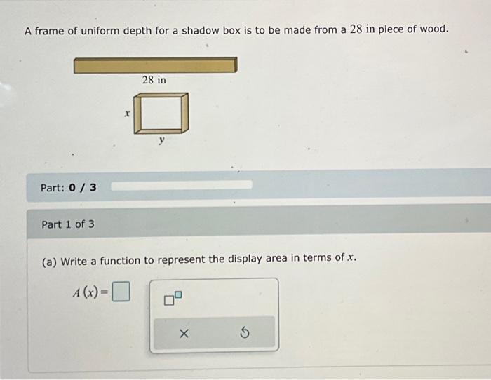 Solved A frame of uniform depth for a shadow box is to be | Chegg.com