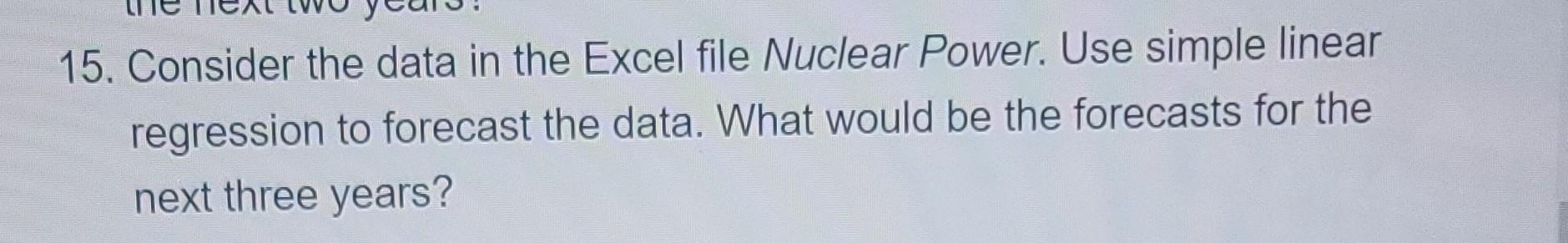 Solved 15. Consider the data in the Excel file Nuclear | Chegg.com