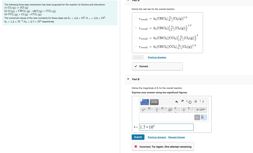 The following three-step mechanism has been proposed | Chegg.com