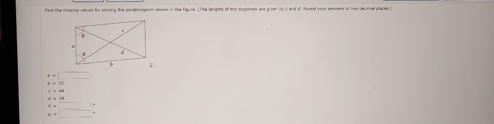 Solved Find the missing values by solving the parallelogram | Chegg.com