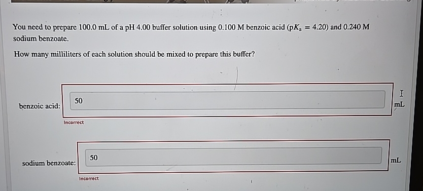 Solved You need to prepare 100.0mL ﻿of a pH 4.00 ﻿buffer | Chegg.com