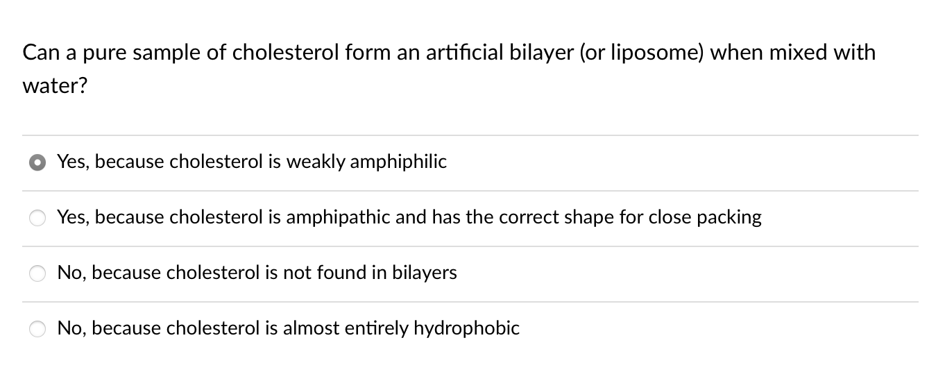 Solved Can a pure sample of cholesterol form an artificial | Chegg.com