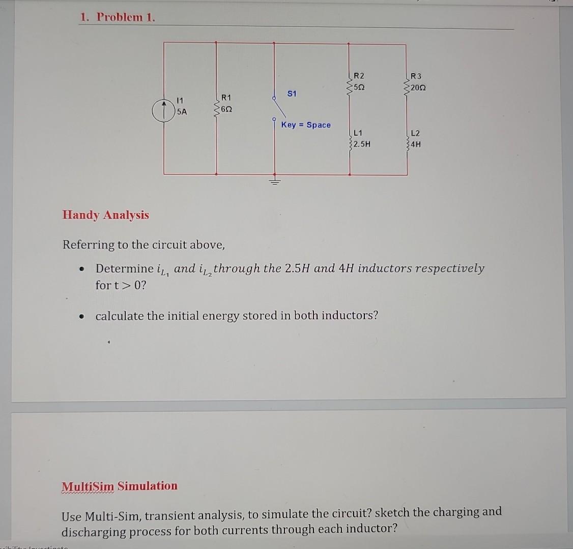 Solved 1. Problem 1. Handy Analysis Referring to the circuit | Chegg.com