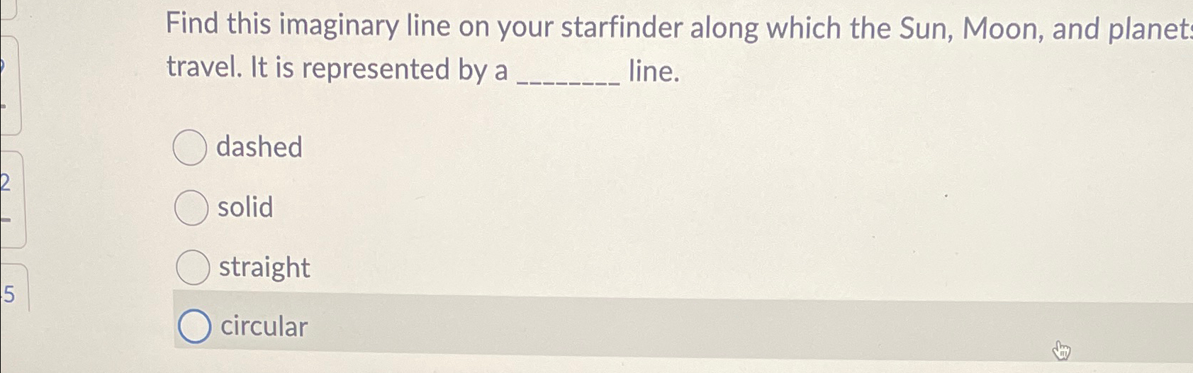 Solved Find this imaginary line on your starfinder along | Chegg.com