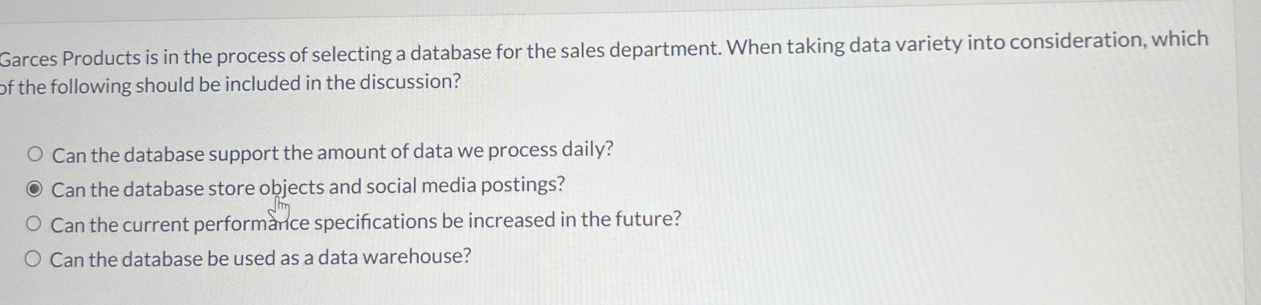 Solved Garces Products is in the process of selecting a | Chegg.com