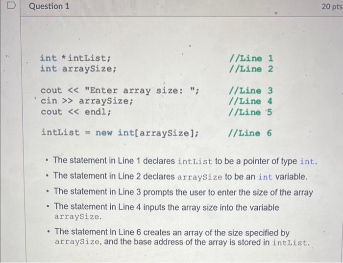 Solved - The statement in Line 1 declares intList to be a | Chegg.com
