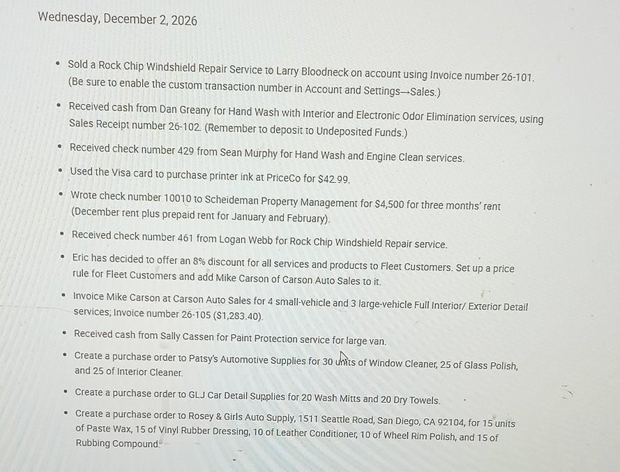 Solved Wednesday, December 2, 2026 • Sold a Rock Chip | Chegg.com
