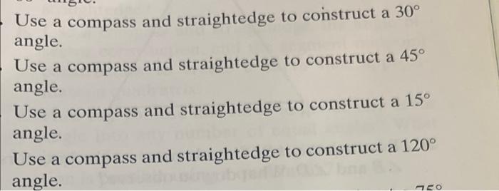 Solved Use a compass and straightedge to construct a 30° | Chegg.com