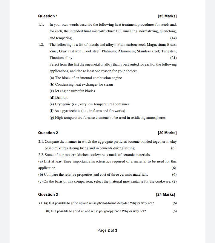 Solved (21) Question 1 [35 Marks) 1.1. In your own words | Chegg.com