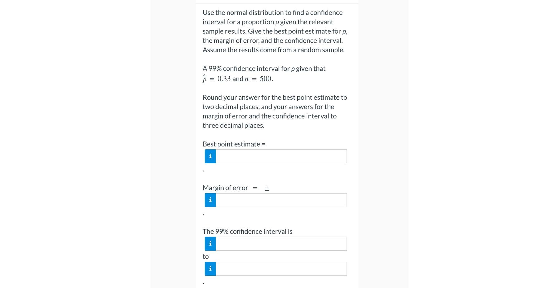 Solved Use the normal distribution to find a confidence | Chegg.com
