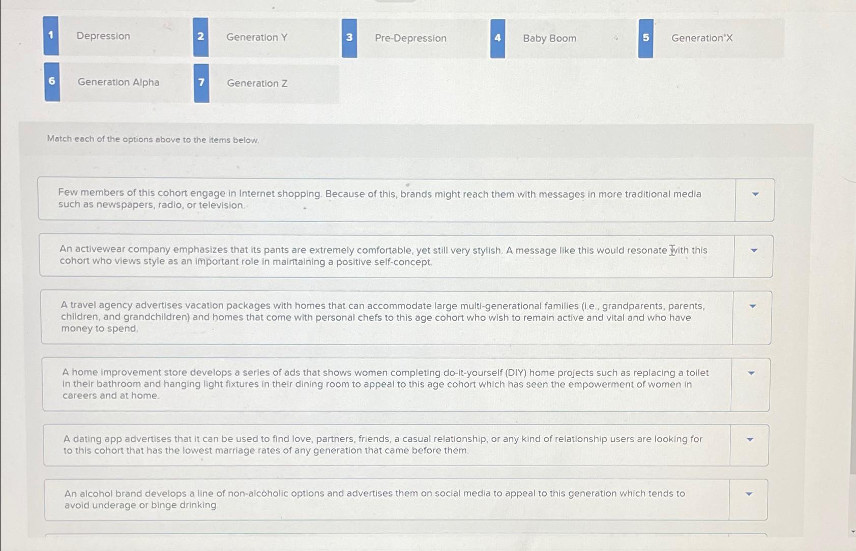 Solved 1Depression2Generation Y3Pre-DepressionBaby | Chegg.com
