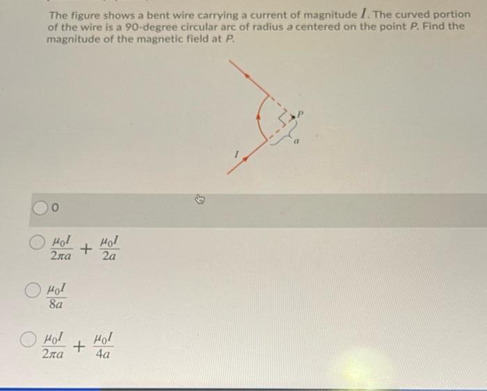 Solved The figure shows a bent wire carrying a current of | Chegg.com