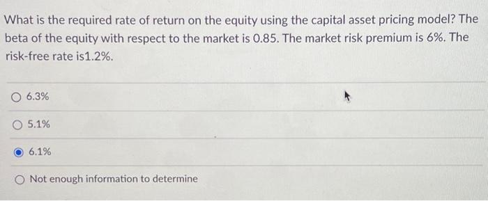 Solved What is the required rate of return on the equity | Chegg.com
