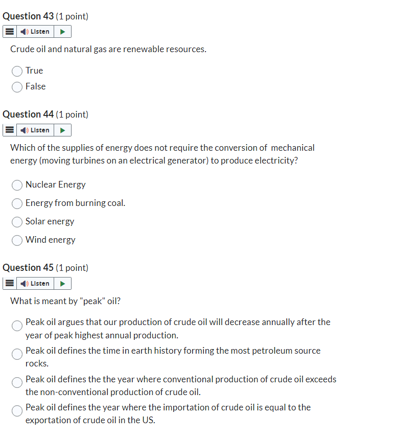 Solved Question 43 (1 point)Crude oil and natural gas are | Chegg.com Solved Question 43 (1 point)Crude oil and natural gas are | Chegg.com