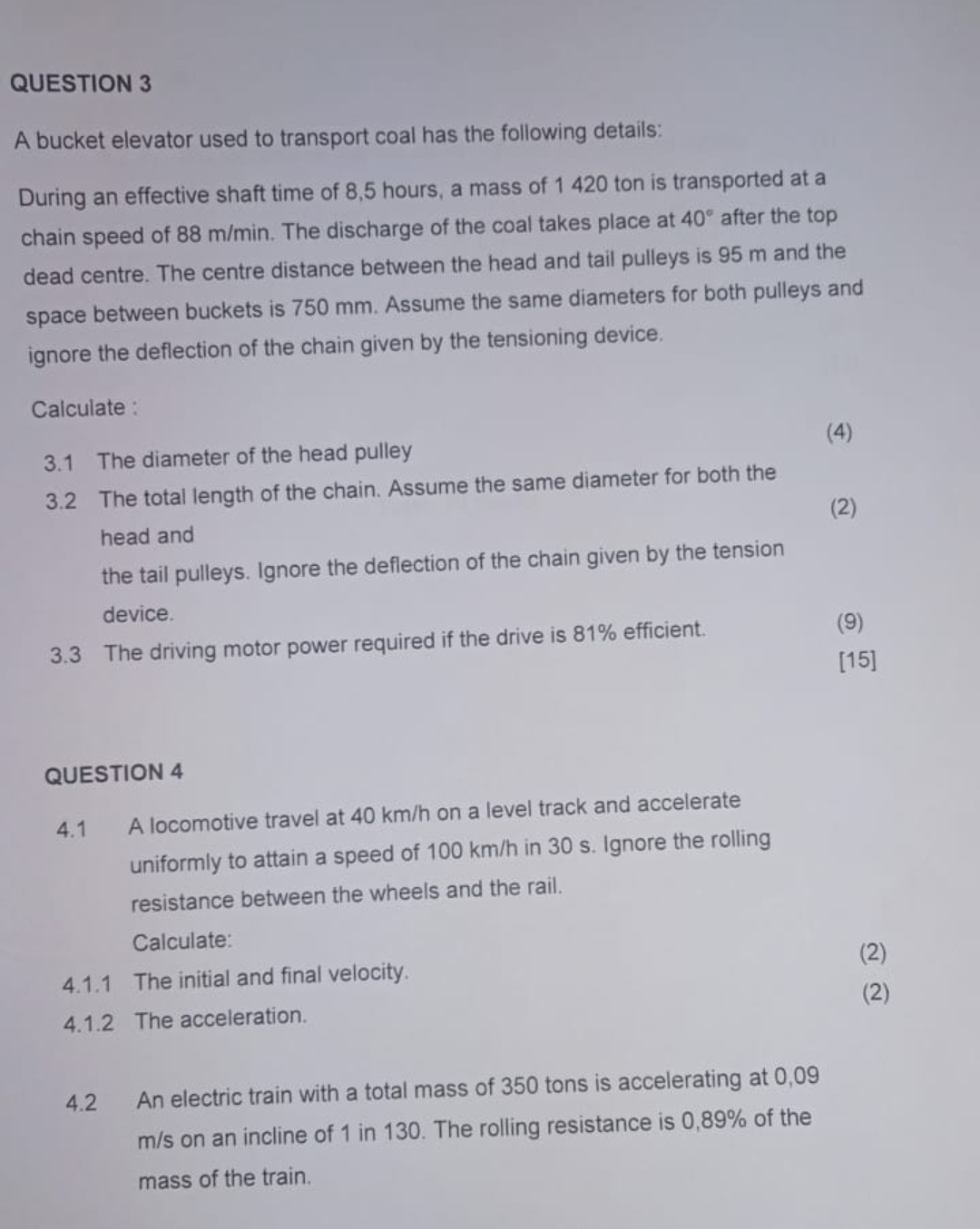 Solved QUESTION 3A bucket elevator used to transport coal | Chegg.com