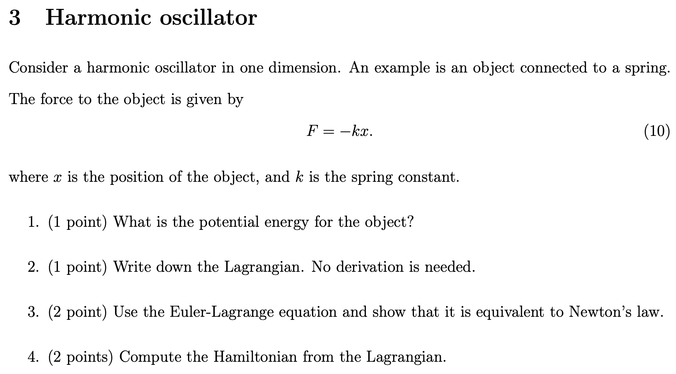 Solved 3 ﻿Harmonic oscillatorConsider a harmonic oscillator | Chegg.com