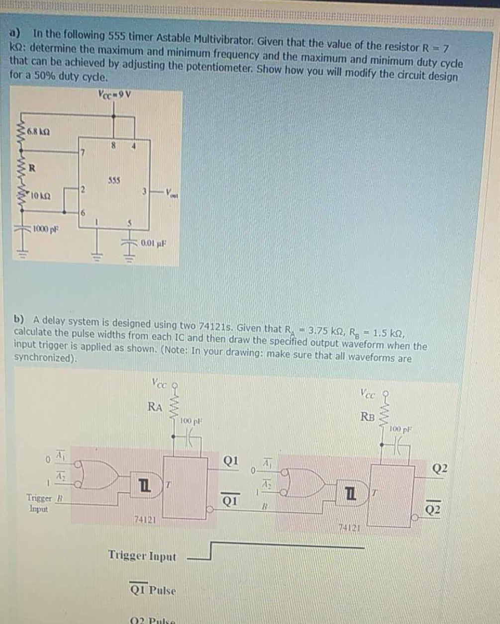 Solved a) ﻿In the following 555 ﻿timer Astable | Chegg.com