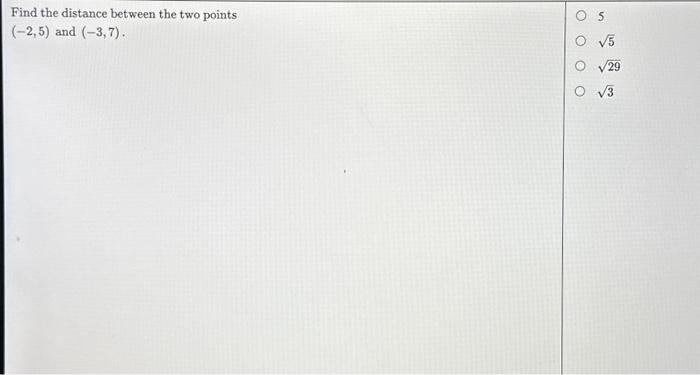 Solved Find the distance between the two points (-2,5) and | Chegg.com