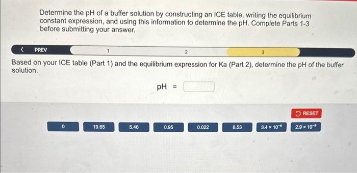 Solved Determine the pH of a buffer solution by constructing | Chegg.com