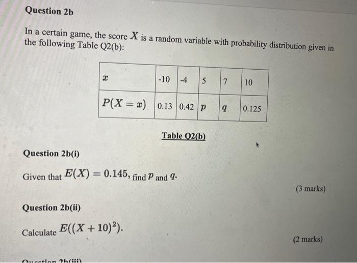 Solved In a certain game, the score X is a random variable | Chegg.com
